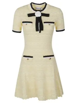 SELF-PORTRAIT Self-Portrait Pointelle Knit Mini Dress