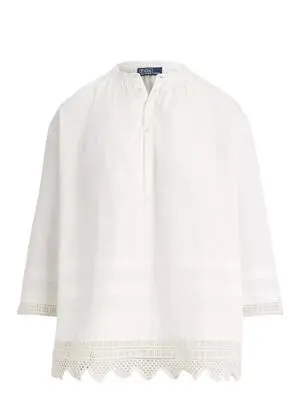 POLO RALPH LAUREN Polo Ralph Lauren "Plain Wave" Embroidered Top With Lace Trim