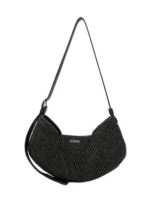 Loewe Swing Medium Raffia Shoulder Bag - Black