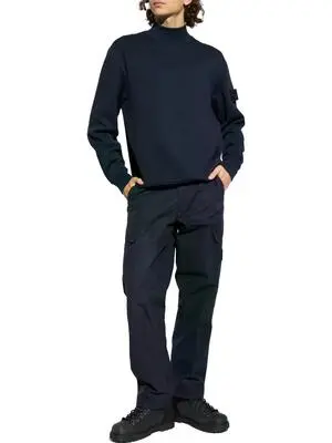 Stone Island Logo-patch Stand-up Collar Sweater - Blue
