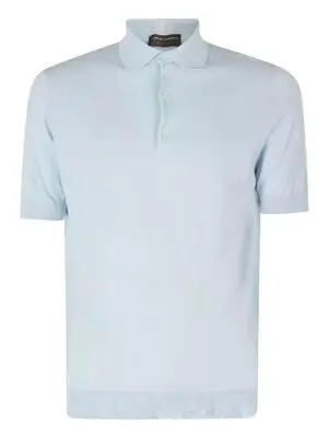 FILIPPO DE LAURENTIIS Short-sleeve Knitted Polo Shirt - Blue
