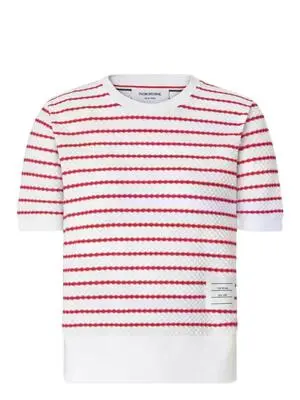 Thom Browne Striped Honeycomb-rib T-shirt - Red