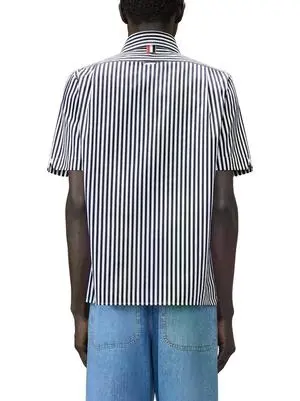 Thom Browne Striped Sailboat Embroidery Short Sleeve Shirt - Blue