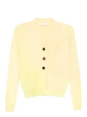 CHLOÉ Chloé Light Yellow V-Neck Patch Pocket Cardigan