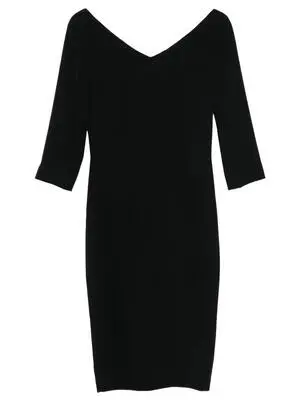 Dolce & Gabbana V-neck Long Sleeve Midi Dress - Black