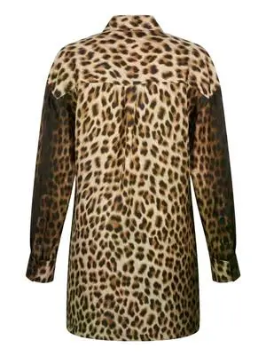 Sportmax Leopard-print Silk Mini Shirt Dress - Brown
