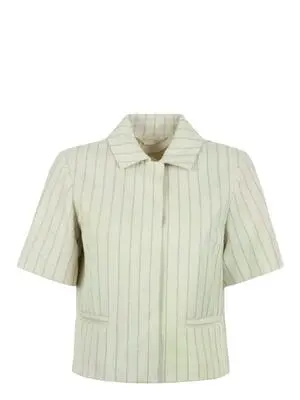 Max Mara Cropped Pinstriped Jacket - Neutrals