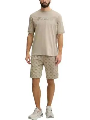 Guess Monogram Print Drawstring Shorts - Neutrals