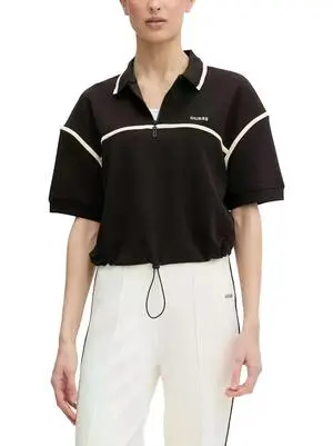 Guess Piped Trim Drawstring Hem Polo Shirt - Brown