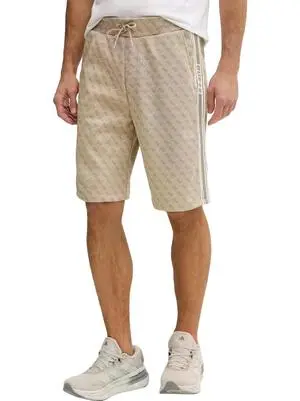 Guess Monogram Print Side Stripe Shorts - Neutrals