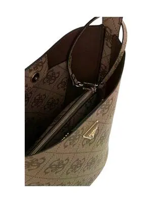 Guess Monogram Print Shoulder Bag - Brown