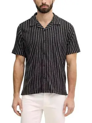 Guess Stripe-print Short-sleeve Shirt - Black