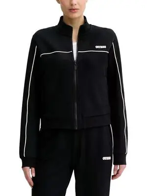 Guess Logo Patch Piped-trim Sweatshirt - Black