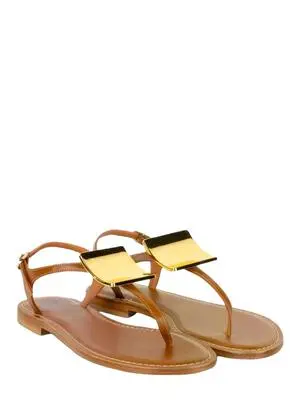 Roberto Festa Flat Sandals With Plaque Detail - Brown