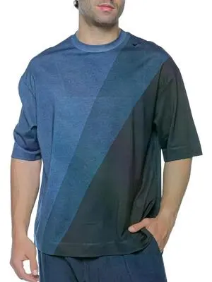 Emporio Armani Colour-block Logo-plaque T-shirt - Blue