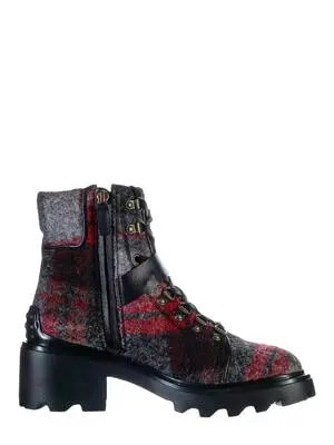 TOD'S Plaid Combat Boots - Grey