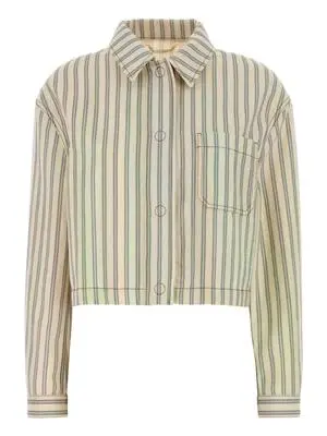 Fendi Ff Striped Denim Jacket - Neutrals