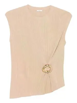 JOSEPH Pleated Ring-detail Sleeveless Top - Neutrals