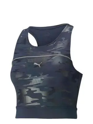 PUMA High Shine Camouflage Print Racerback Crop Top - Blue