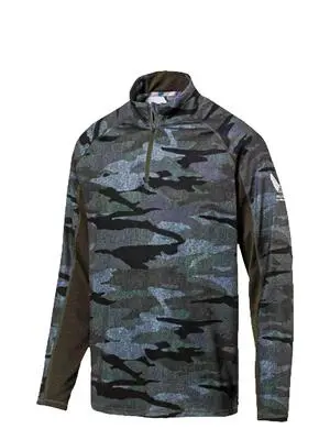 PUMA Volition Camouflage-print Quarter-zip Long-sleeve T-shirt - Grey
