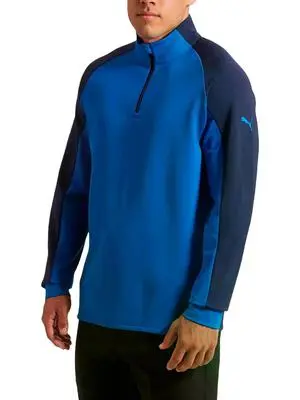 PUMA Pwrwarm Colorblock Half-zip Long Sleeve T-shirt - Blue