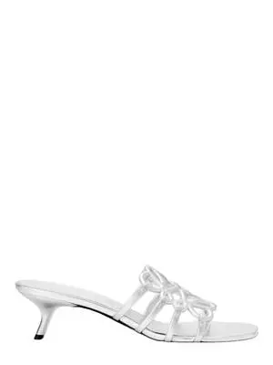Loewe Petal Anagram Slide In Laminated Lambskin - White