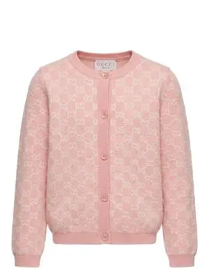Gucci Gg Pattern Button Cardigan - Light Pink And White