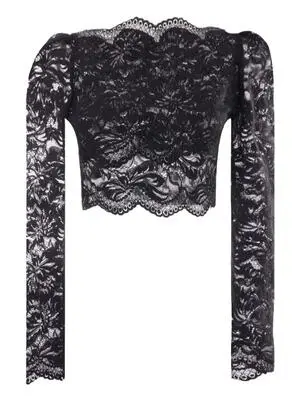 Rabanne Long-sleeved Cropped Lace Top - White