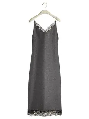 Dior Mid-length Straight Dress With Lace Details - Grey