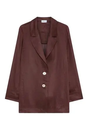 Marella Ramie Canvas Blazer - Brown