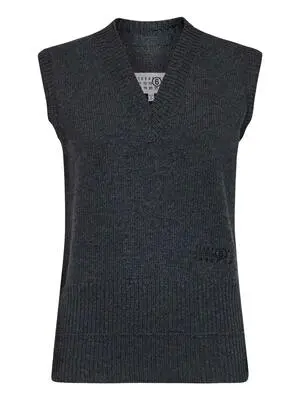 MAISON MARGIELA V-neck Knitted Vest - Black