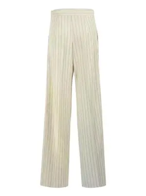 Max Mara Pinstripe Pleated Wide Leg Trousers - Neutrals