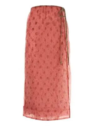 GANNI Printed Organza And Stretch Cotton Skirt - Multicolor
