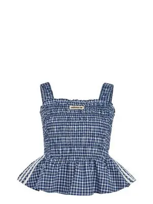 Adidas Adidas Plaid Peplum Vest Blue