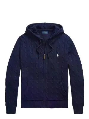 Polo Ralph Lauren Cable Knit Zip-up Hooded Cardigan - Blue