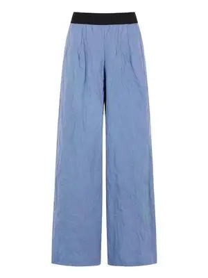 MARIA CALDERARA Crinkled Finish Wide-leg Trousers - Blue
