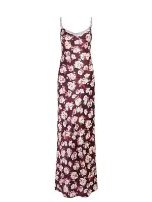 Rabanne Rabanne Floral Patterned Chain-Link Maxi Dress Red