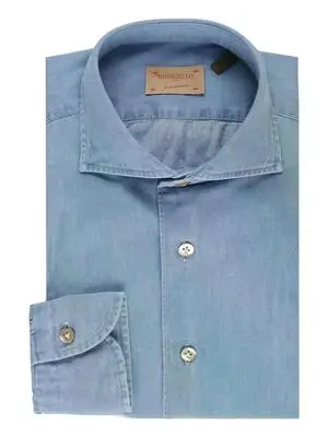 BORRIELLO NAPOLI Spread-collar Denim Shirt - Blue