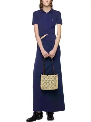 Rabanne Piercing Detail Polo-collar Maxi Dress - Blue