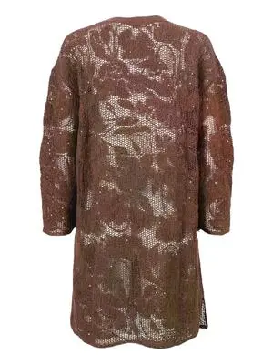 KANGRA Sequin-embellished Floral-embroidery Coat - Brown