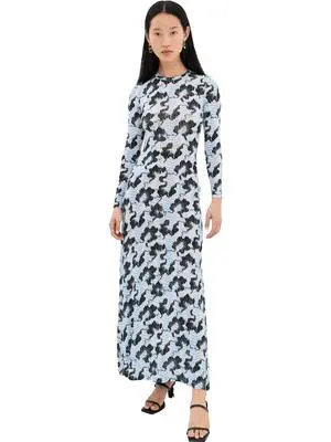 Ulla Johnson Amari Jersey Maxi Dress With Abstract Print - Ciel