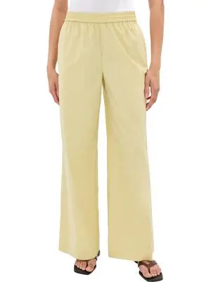 LE BOP Arden Satin Wide Leg Pants - Honeydew
