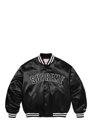 Supreme X Champion® Satin Varsity Jacket - Black