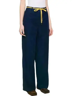 Aspesi Navy Wide-leg Drawstring Trousers - Blue