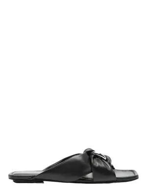 STUART WEITZMAN Knotted Slides With Ring Detail - Black