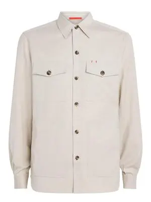Isaia Wool-blend Overshirt - Beige