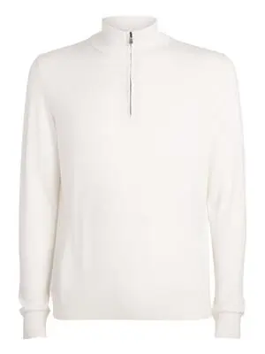 Isaia Silk-cashmere Quarter-zip Sweater - Ivory