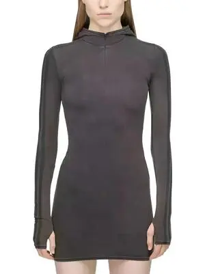 Adidas X Avavav Logo-embroidered Hooded Dress - Grey