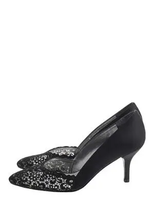 STUART WEITZMAN Floral Lace Almond-toe Pumps - Black