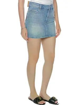 Just Cavalli Rhinestone Embellished Denim Mini Skirt - Blue